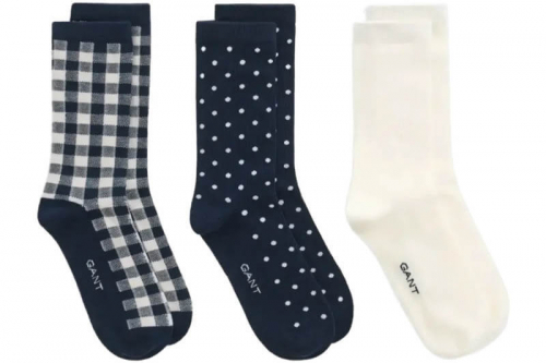 GANT | Dot And Gingham Check Socks 3-Pack, Evening Blue | Accessoarer ...